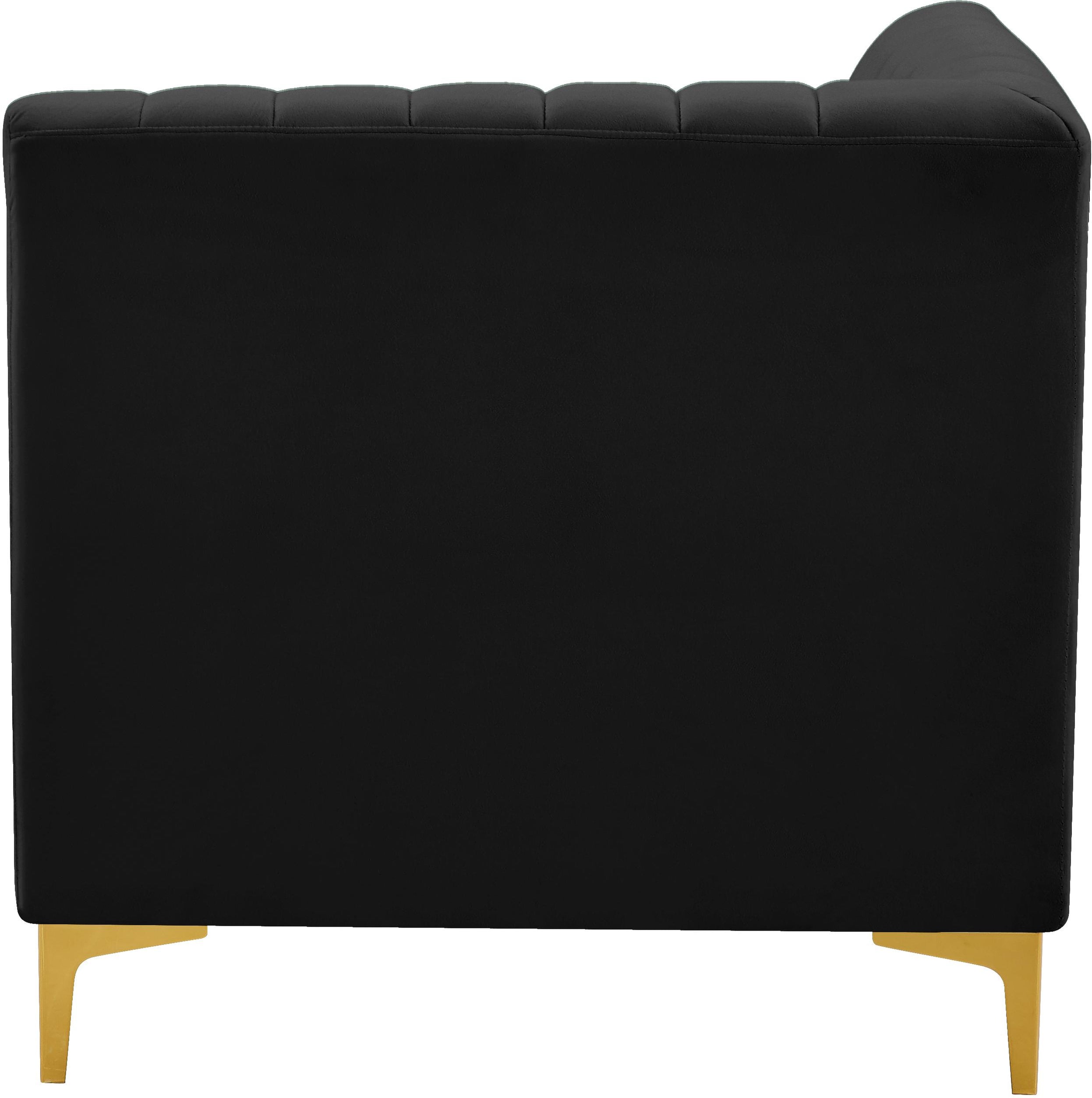 Alina Black Velvet Corner Chair | All Brands Furniture (NJ)